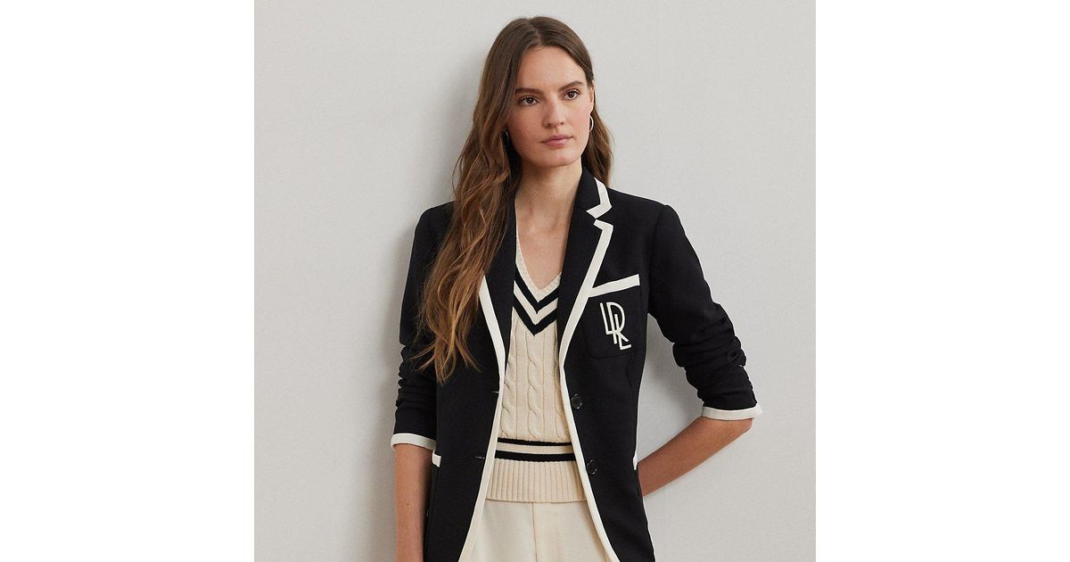 Ralph Lauren Ralph Lauren Two-Tone Georgette Blazer in Black | Lyst