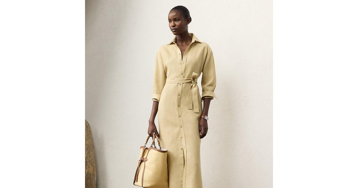 Ralph Lauren Ralph Lauren Vicki Linen Day Dress in Natural | Lyst