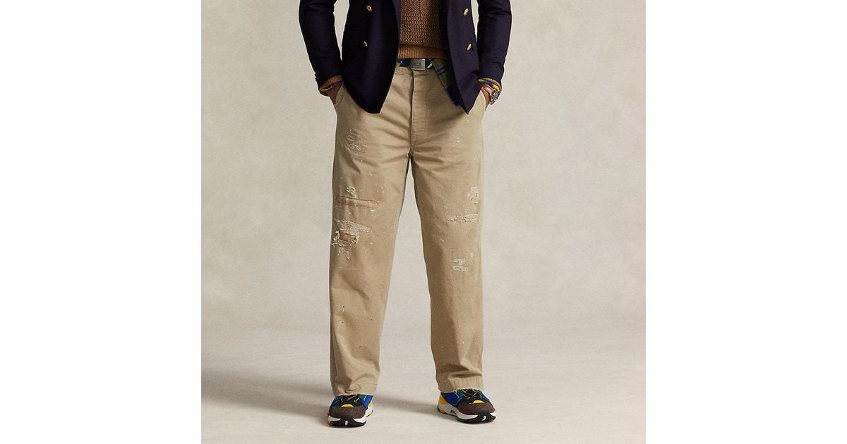 Ralph Lauren Burroughs Big Fit Chino Trouser in Natural for Men | Lyst