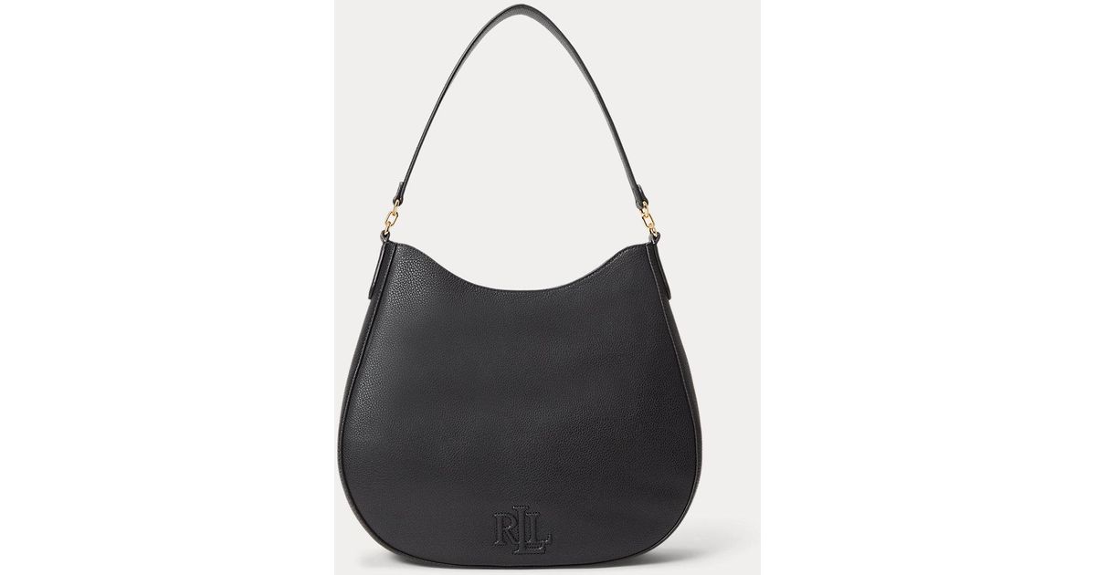 Ralph Lauren Pebbled Leather Large Adley Shoulder Bag in Black | Lyst UK