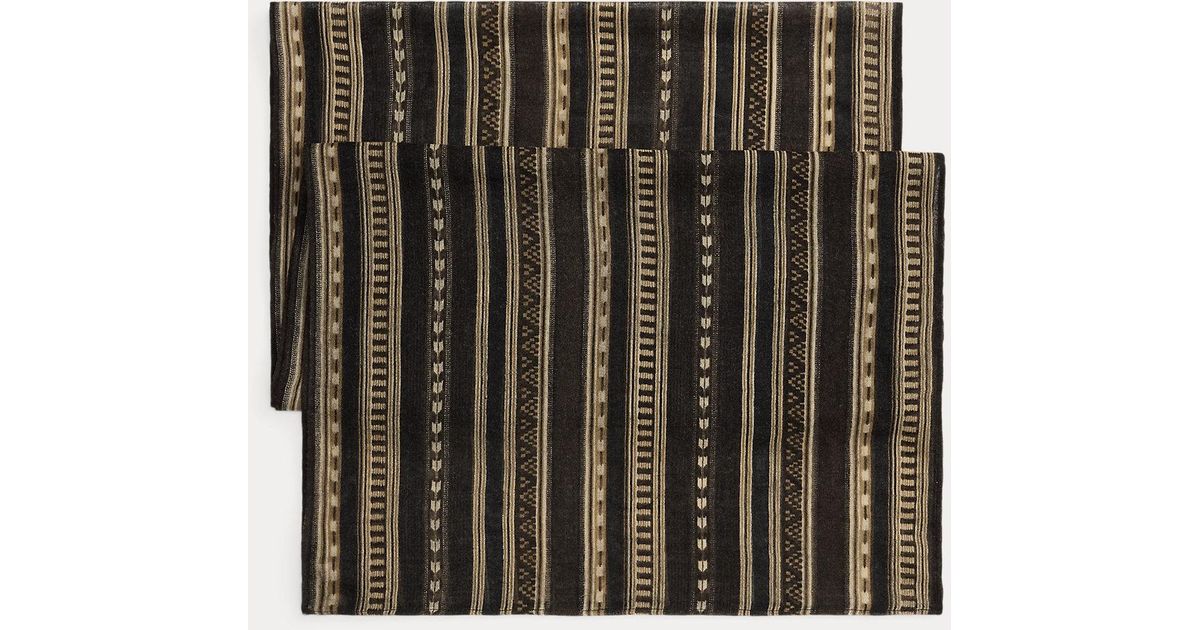 RRL Striped Wool Scarf in Black for Men | Lyst UK