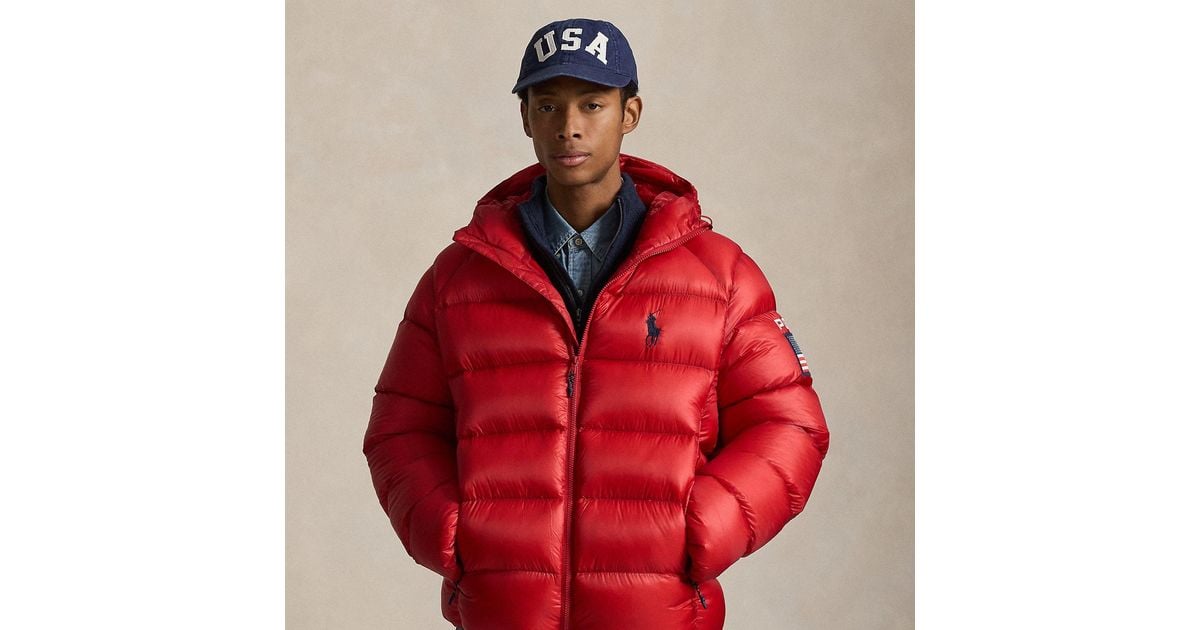 Polo Ralph Lauren The Hawthorne Flag Down Jacket in Red for Men | Lyst