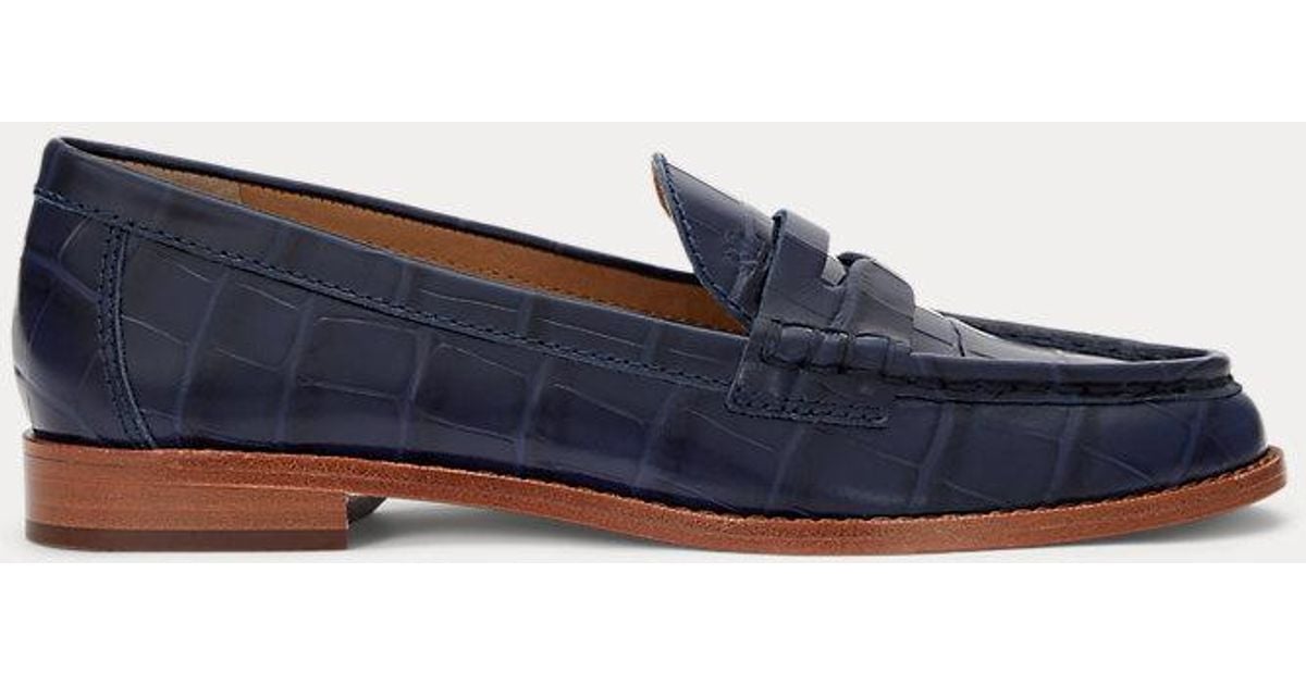 Ralph Lauren Ralph Lauren Wynnie Crocodile-Embossed Leather Loafer in ...