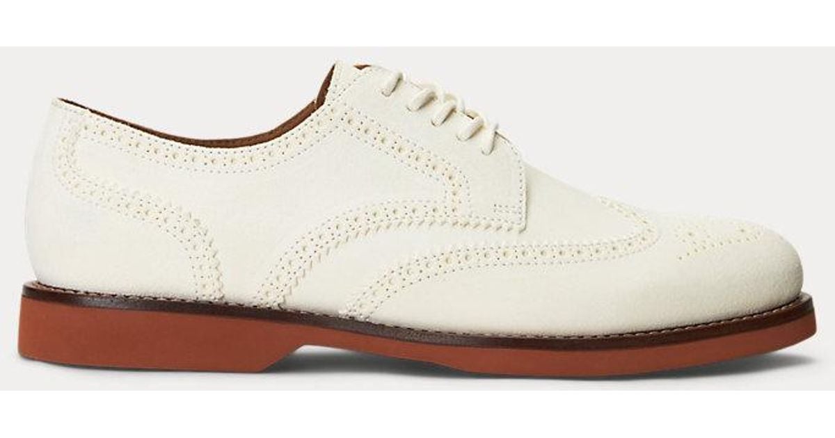 Polo Ralph Lauren Rhett Suede Wingtip Shoe in White for Men | Lyst UK