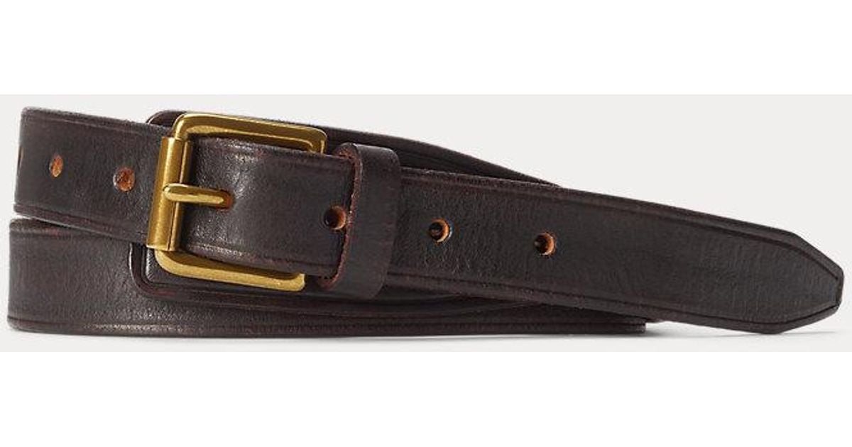Ralph Lauren Burnished Leather Belt in Black for Men | Lyst