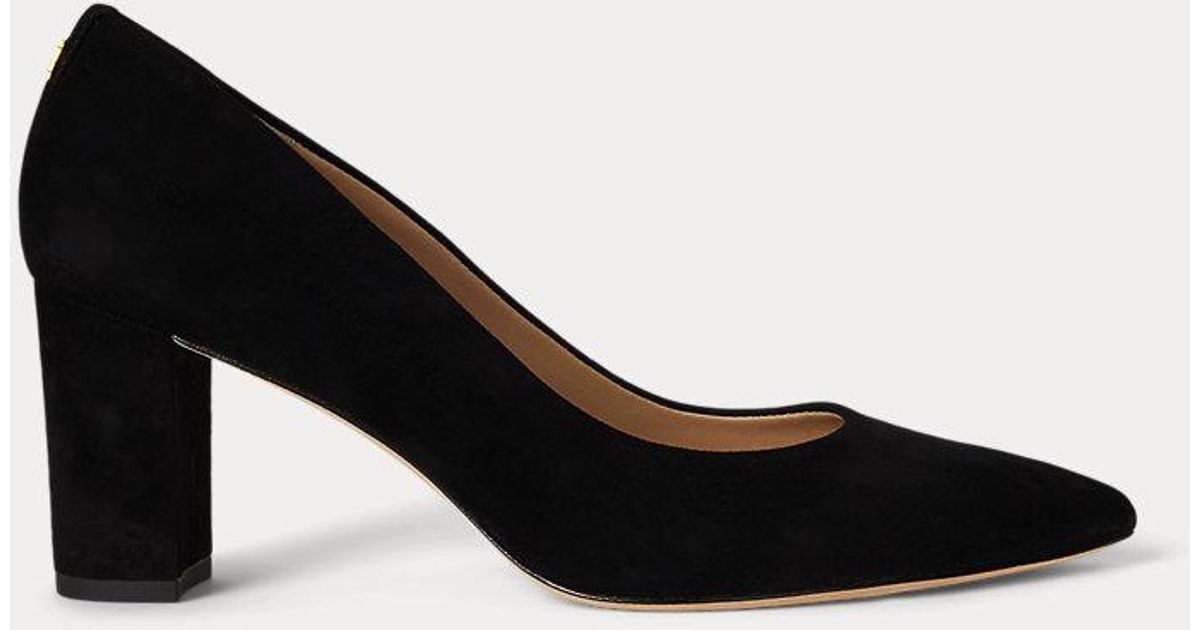 Ralph Lauren Ralph Lauren Lanette Suede Block-Heel Pump in Black | Lyst
