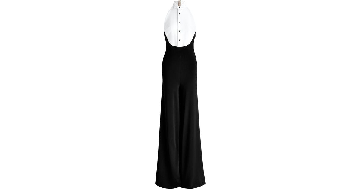 Ralph Lauren Backless Tuxedo Jumpsuit in Black | Lyst