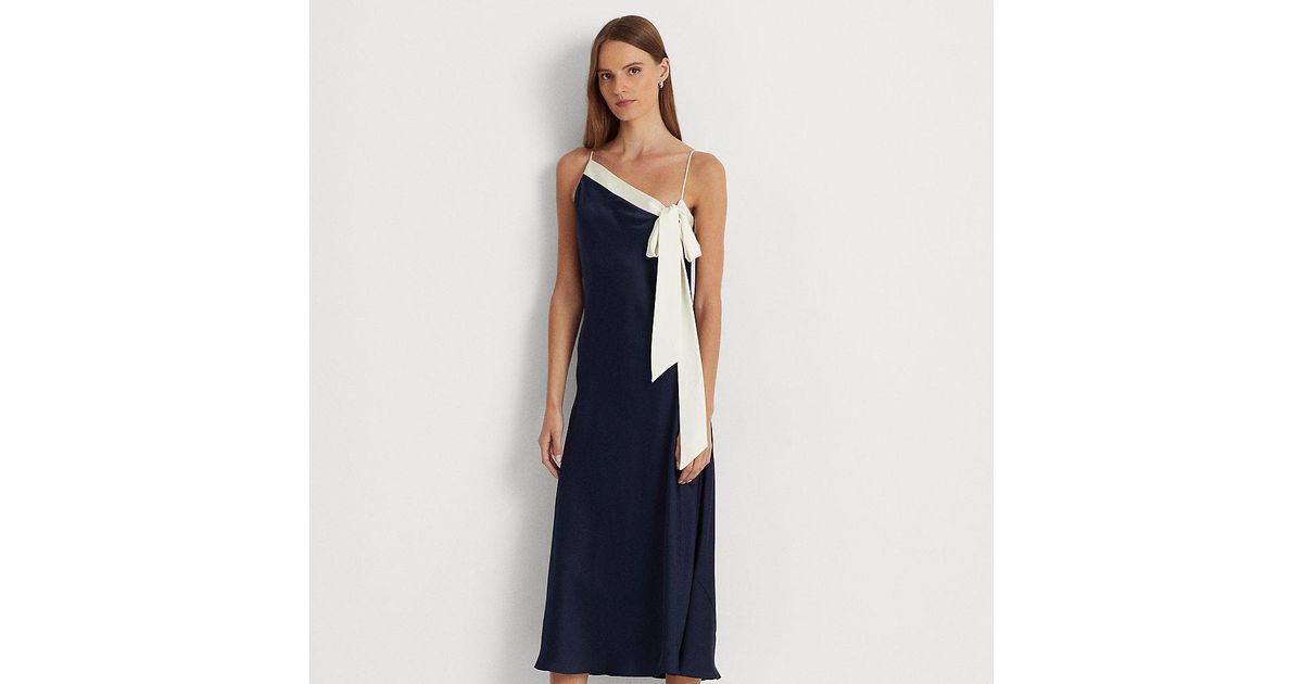 Ralph Lauren Ralph Lauren Two-tone Charmeuse Cocktail Dress in Blue | Lyst