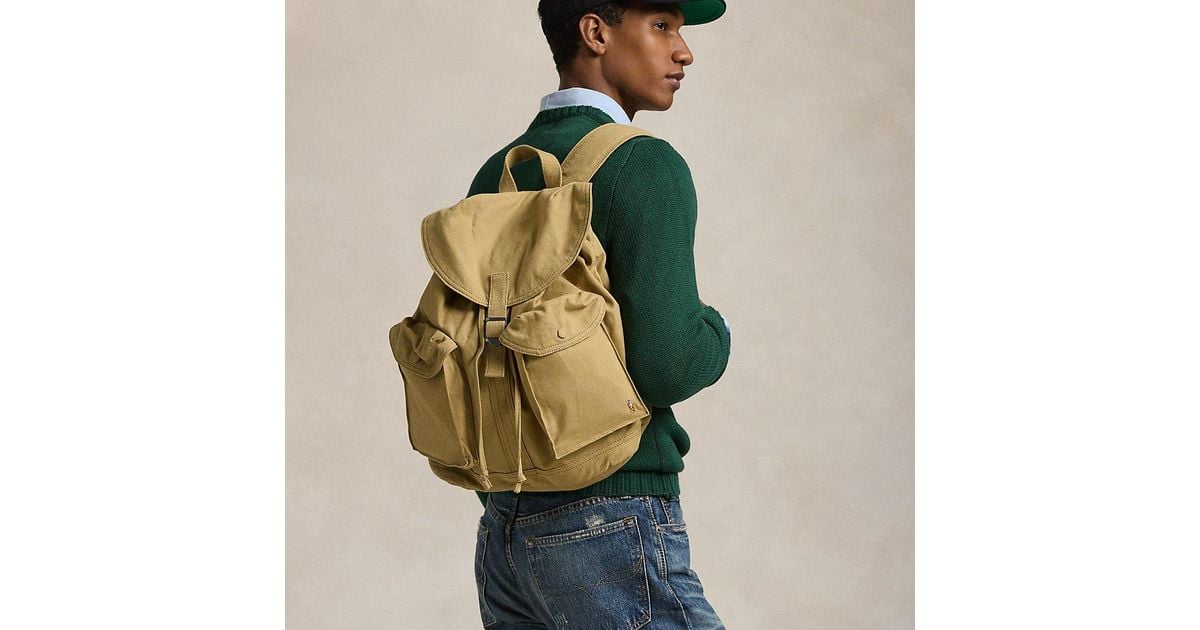 Polo Ralph Lauren Flap-Top Canvas Backpack in Green for Men | Lyst
