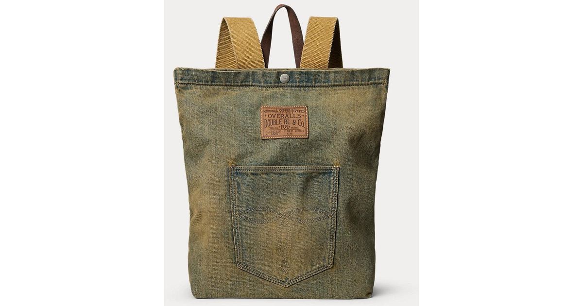 RRL Faded Denim Backpack in Green for Men | Lyst UK