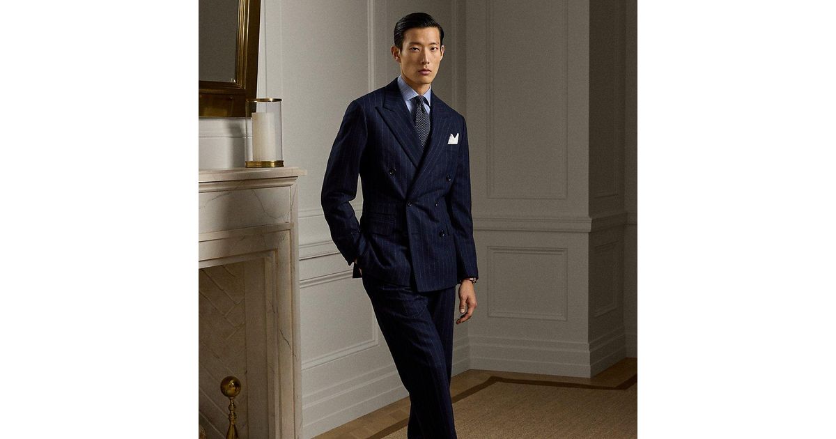 Ralph Lauren Kent Hand-Tailored Chalk-Stripe Suit in Blue for Men | Lyst