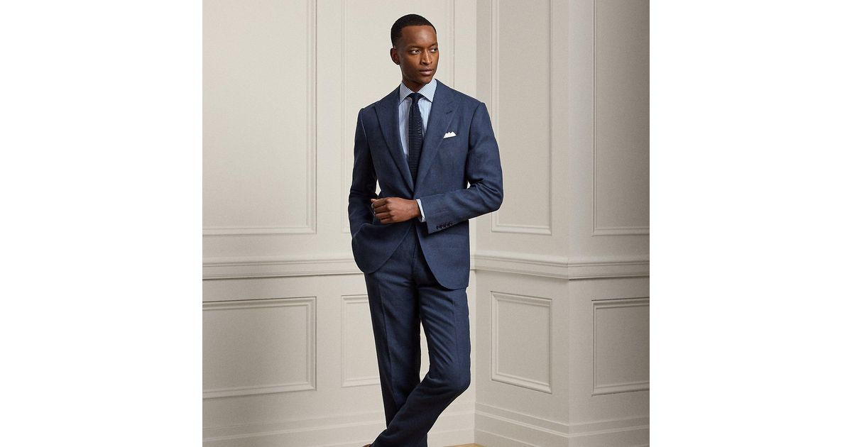 Ralph Lauren Kent Hand-Tailored Linen Suit in Blue for Men | Lyst