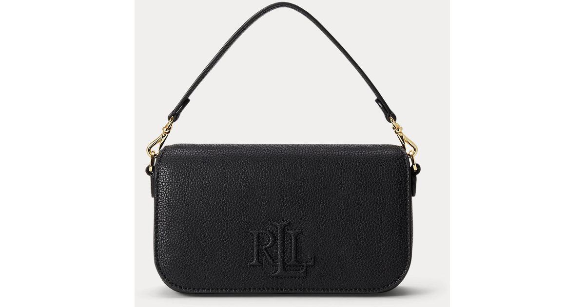 Ralph Lauren Pebbled Leather Small Adley Shoulder Bag in Black | Lyst UK