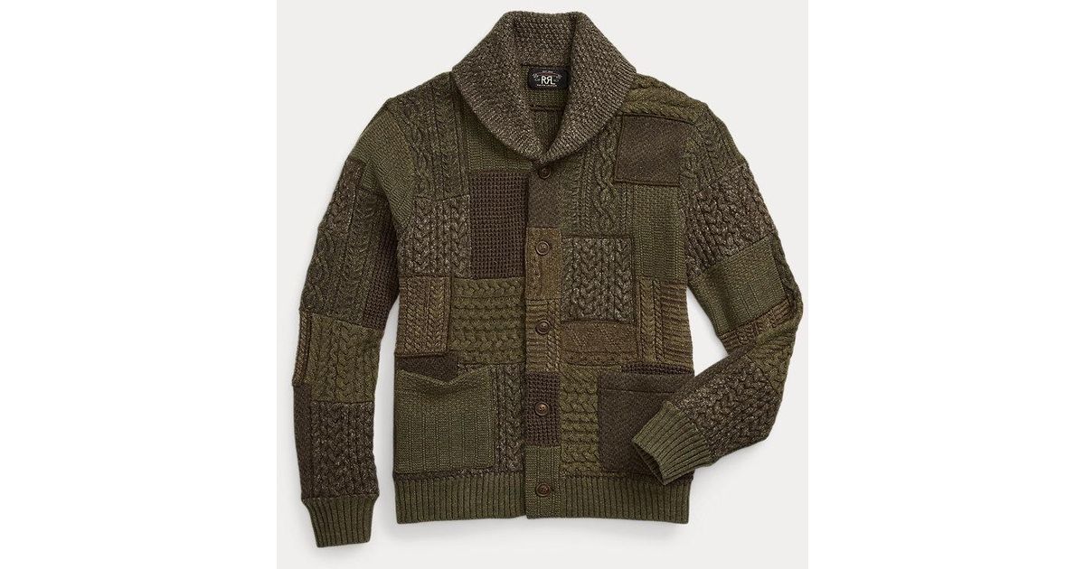 Ralph Lauren Ralph Lauren Patchwork Wool-blend Shawl Cardigan in Green ...