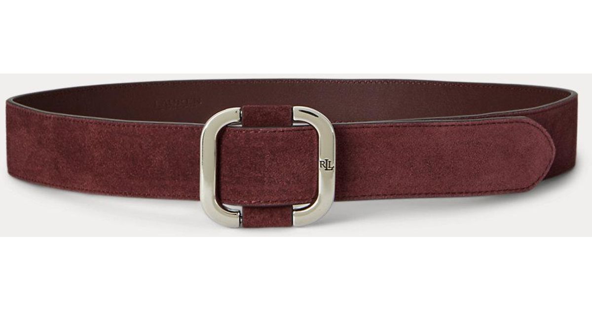 Ralph Lauren Slide-Buckle Suede Belt in Brown | Lyst