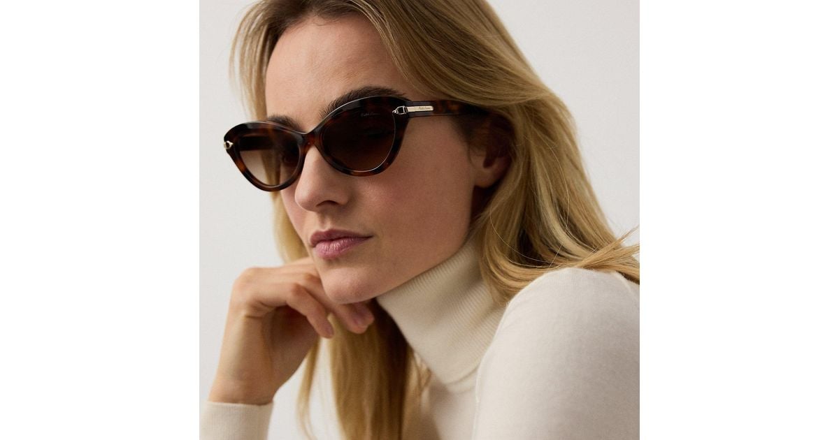 Ralph Lauren Stirrup Cat-Eye Sunglasses in Brown | Lyst UK