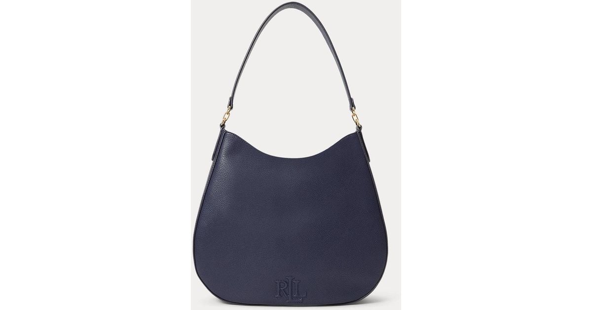 Ralph Lauren Pebbled Leather Large Adley Shoulder Bag in Blue | Lyst UK