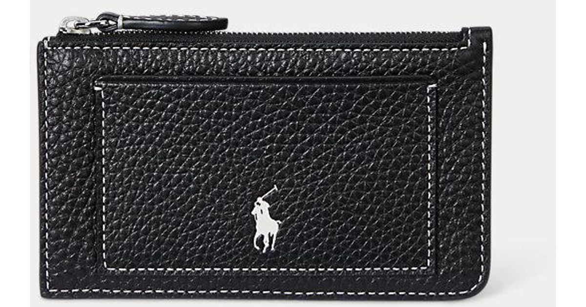 Polo Ralph Lauren Polo Play Leather Zip Card Case in Black | Lyst UK