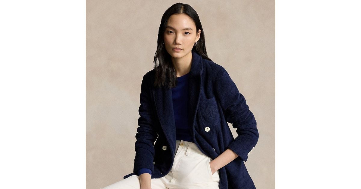 Polo Ralph Lauren Double-breasted Cotton Terry Blazer in Blue | Lyst UK