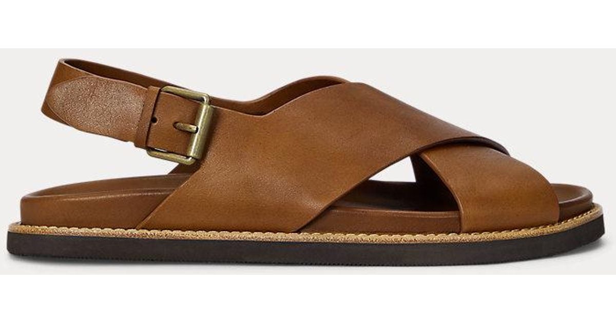 Polo Ralph Lauren Zane Leather Sandal in Brown for Men | Lyst