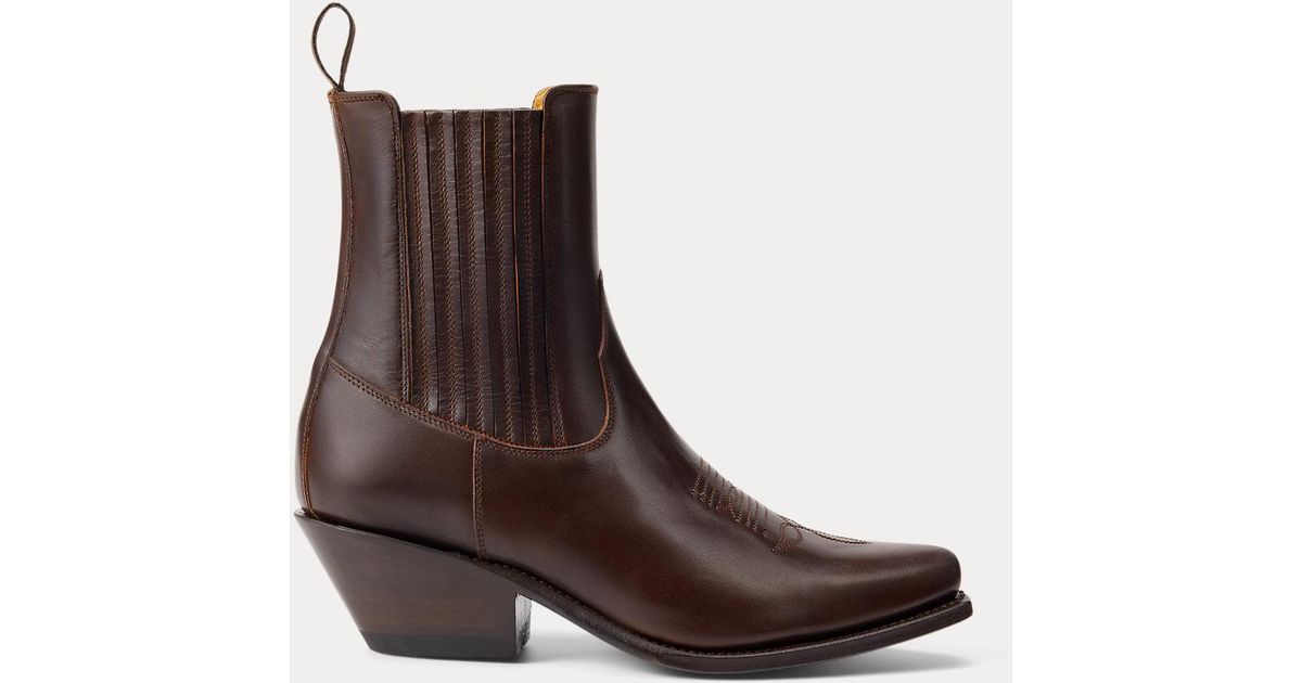 Ralph Lauren Quinn 40 Mm Vachetta Leather Bootie in Brown | Lyst