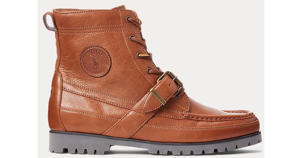 Ralph Lauren Ranger Tumbled Leather Boot in Brown for Men | Lyst