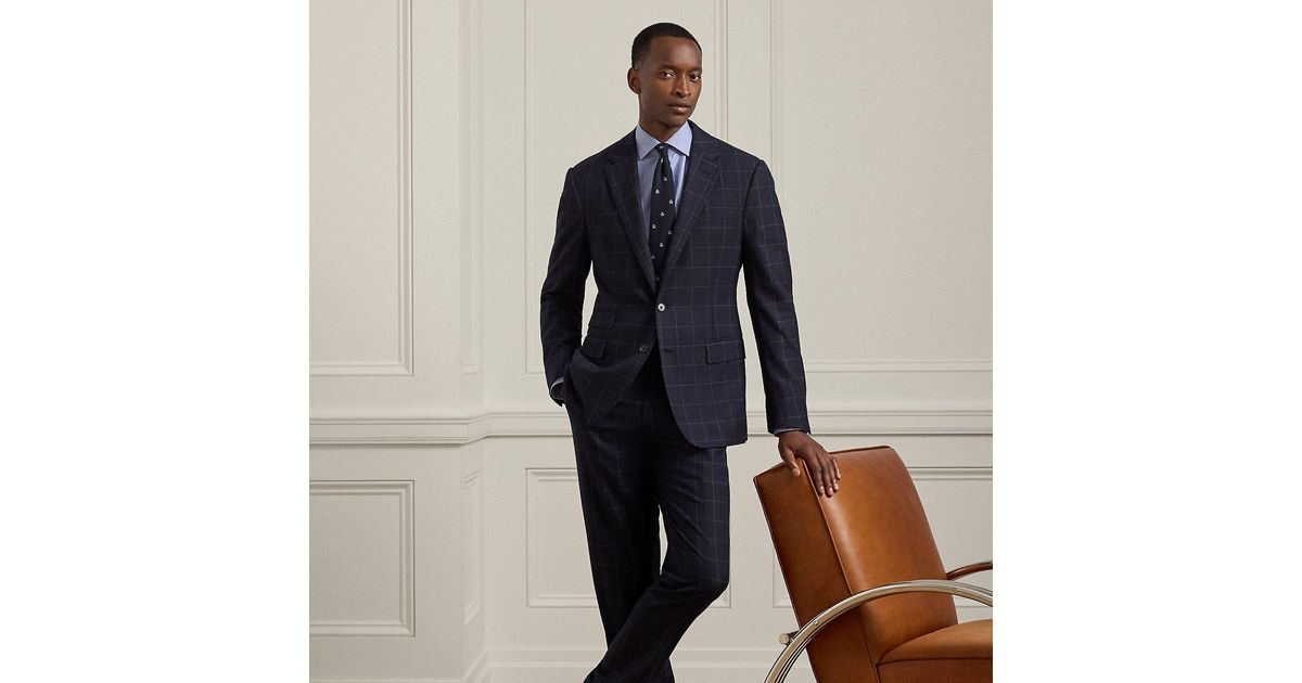 Ralph Lauren Kent Handmade Windowpane Wool Suit in Blue for Men | Lyst UK