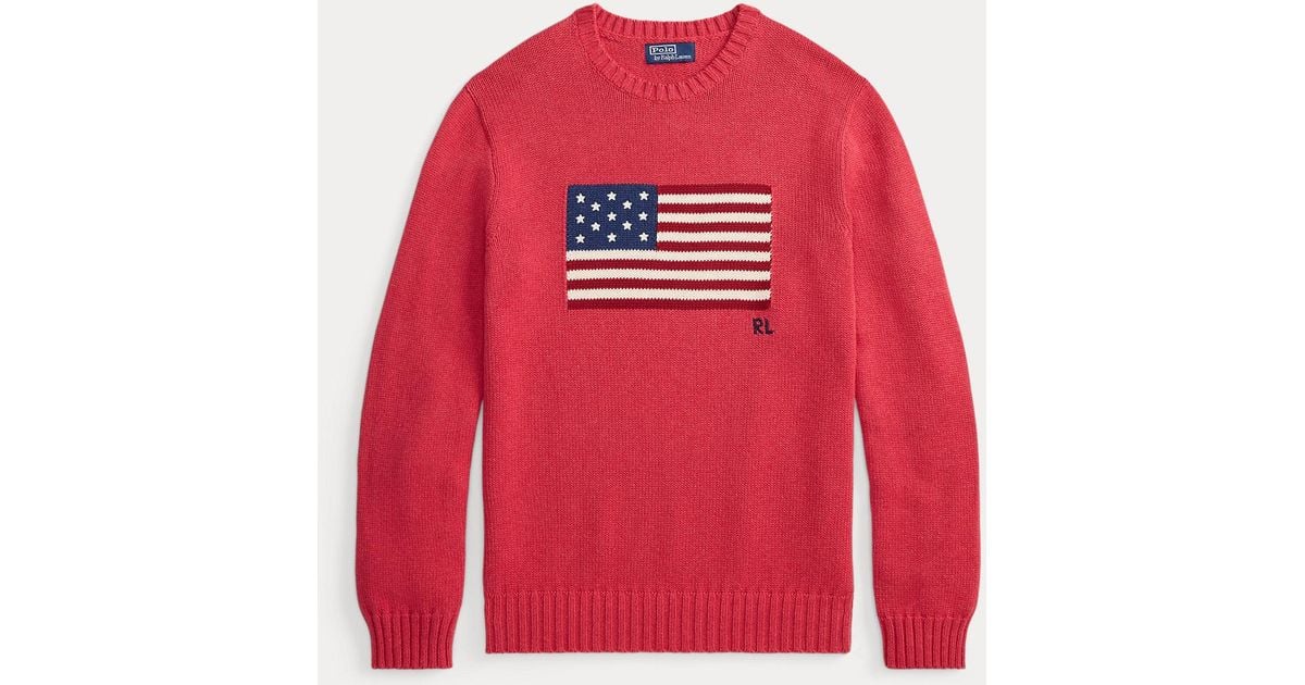 Polo Ralph Lauren The Iconic Flag Jumper in Red for Men | Lyst UK