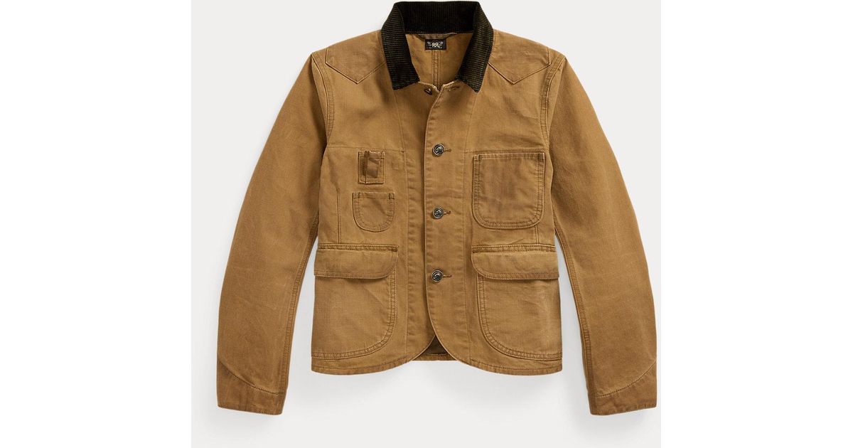 RRL Corduroy-Collar Canvas Jacket in Natural | Lyst UK