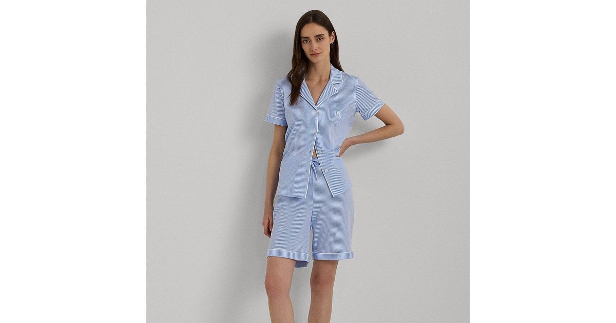 Ralph Lauren Ralph Lauren Striped Cotton Jersey Bermuda Sleep Set in ...