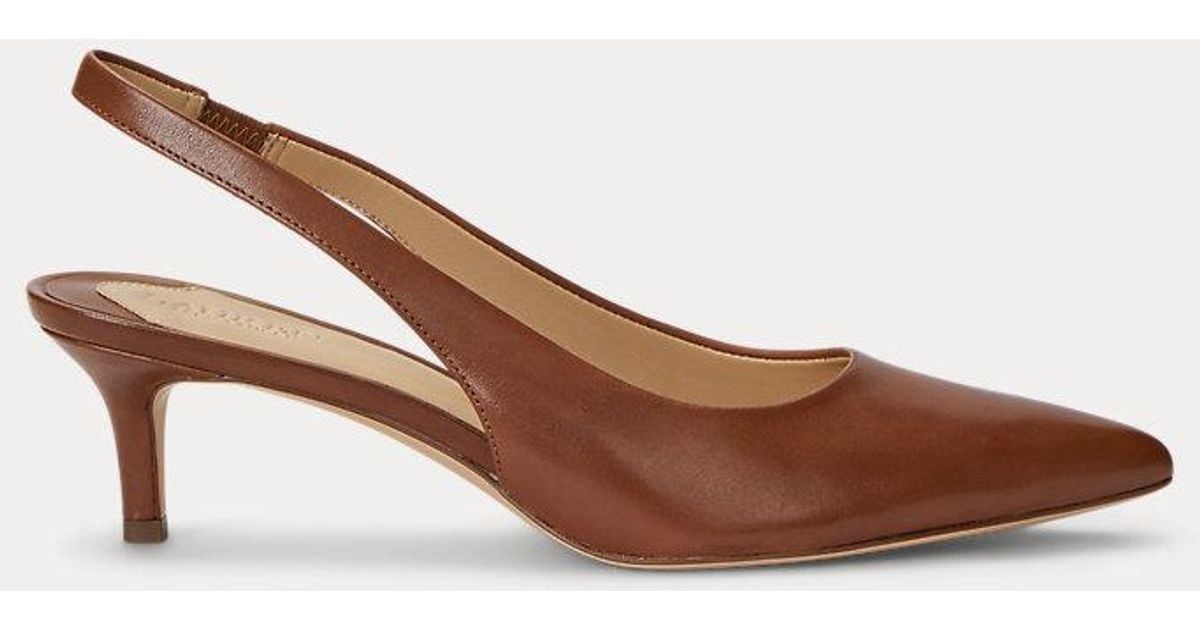 Ralph Lauren Lolah Burnished Leather Slingback Pump in Brown | Lyst