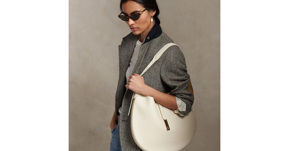 Ralph Lauren Polo Id Large Leather Shoulder Bag in Gray | Lyst