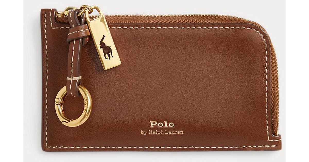 Polo Ralph Lauren Polo Id Leather Zip Card Case in Brown | Lyst UK