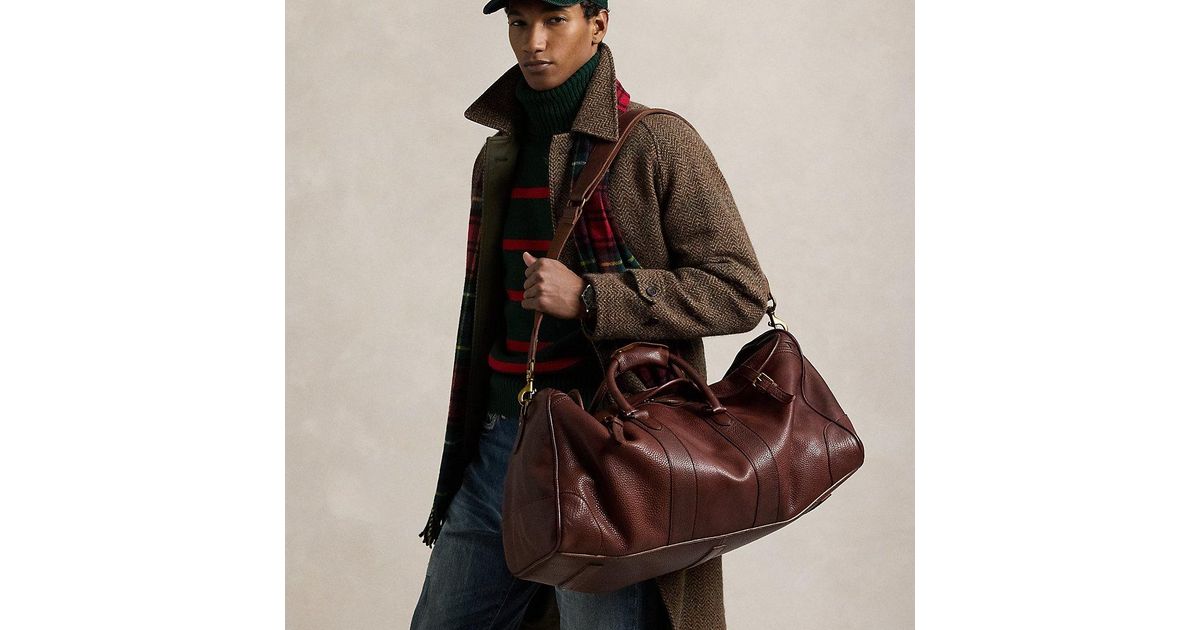 Polo Ralph Lauren Heritage Leather Duffel in Brown for Men | Lyst