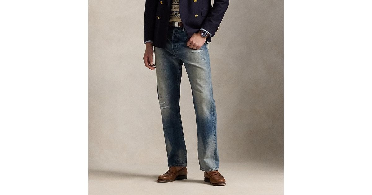 Polo Ralph Lauren Heritage Straight Distressed Jean in Blue for Men | Lyst