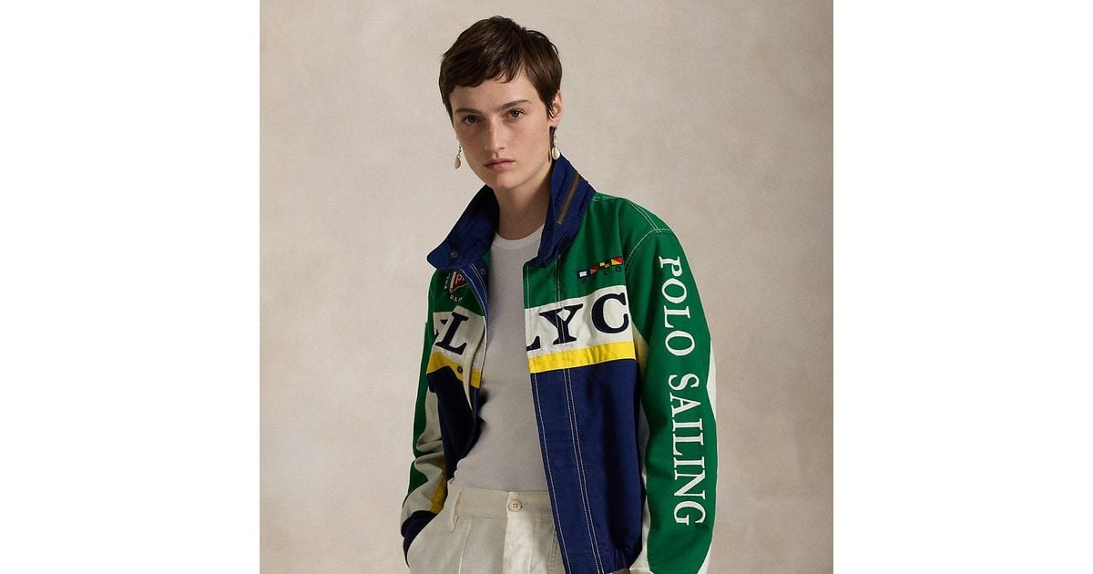 Polo Ralph Lauren Logo Canvas Racing Jacket in Green | Lyst