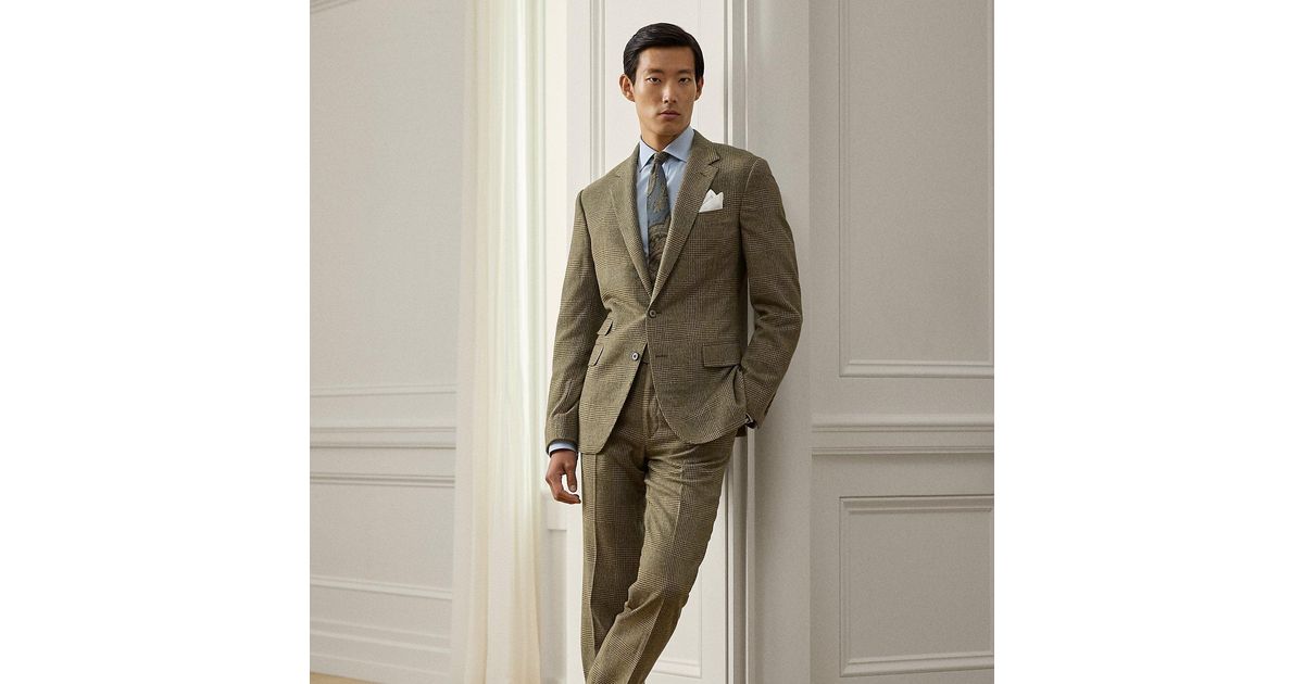 Ralph Lauren Gregory Hand-Tailored Plaid Suit Trouser in Green for Men ...