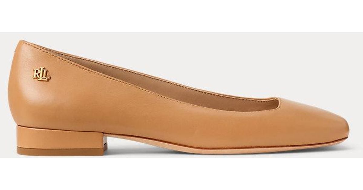 Ralph Lauren Ralph Lauren Emellie Nappa Leather Ballet Flat in Brown | Lyst