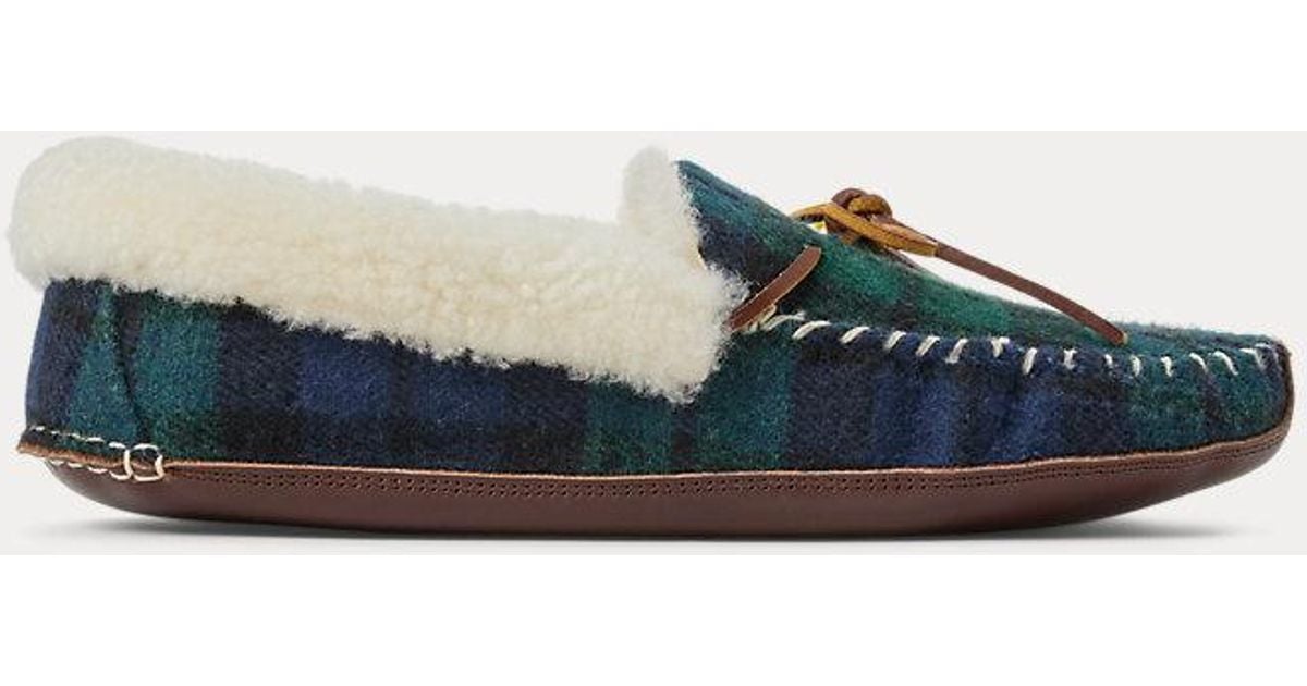 Polo Ralph Lauren Yarmond Shearling-lined Plaid Slipper in Blue for Men ...