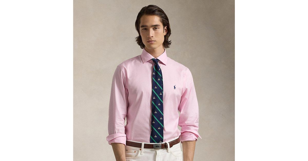 Ralph Lauren Regent Slim Fit Textured Shirt in Pink for Men | Lyst