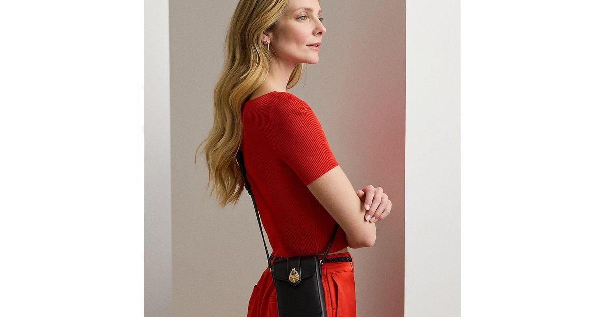 Ralph Lauren Leather Tanner Crossbody Tech Case in Red | Lyst UK