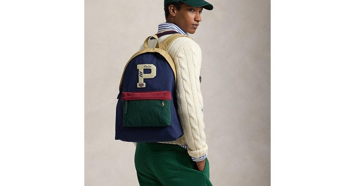 Polo Ralph Lauren Colour-Blocked Canvas Backpack in Blue for Men | Lyst
