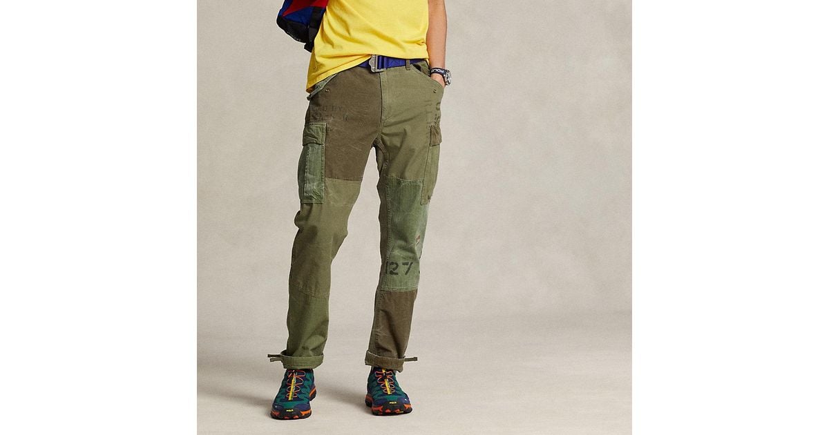Ralph Lauren Slim Fit Patchwork Cargo Trouser in Green for Men | Lyst