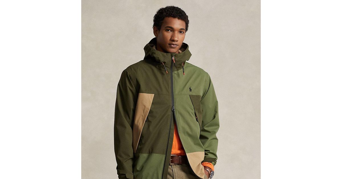 Ralph Lauren Colour-blocked Water-resistant Jacket in Green for Men | Lyst