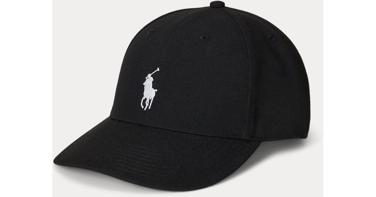 Ralph Lauren Twill High-Crown Ball Cap in Black for Men | Lyst
