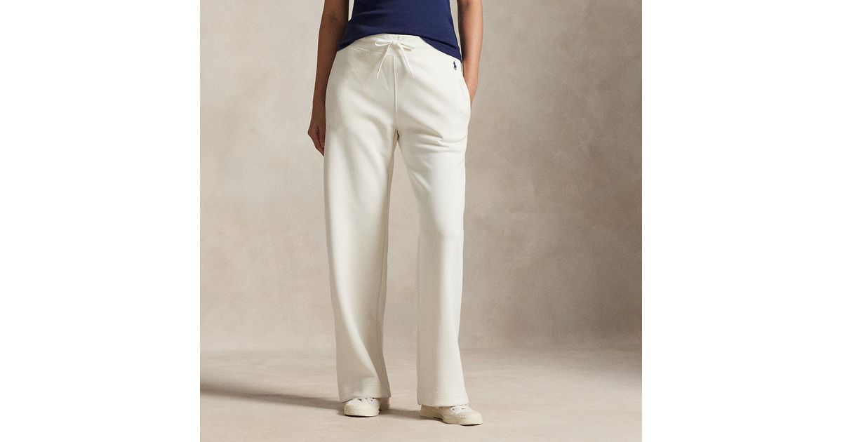 Polo Ralph Lauren Double-Knit Wide-Leg Tracksuit Bottoms in White | Lyst UK