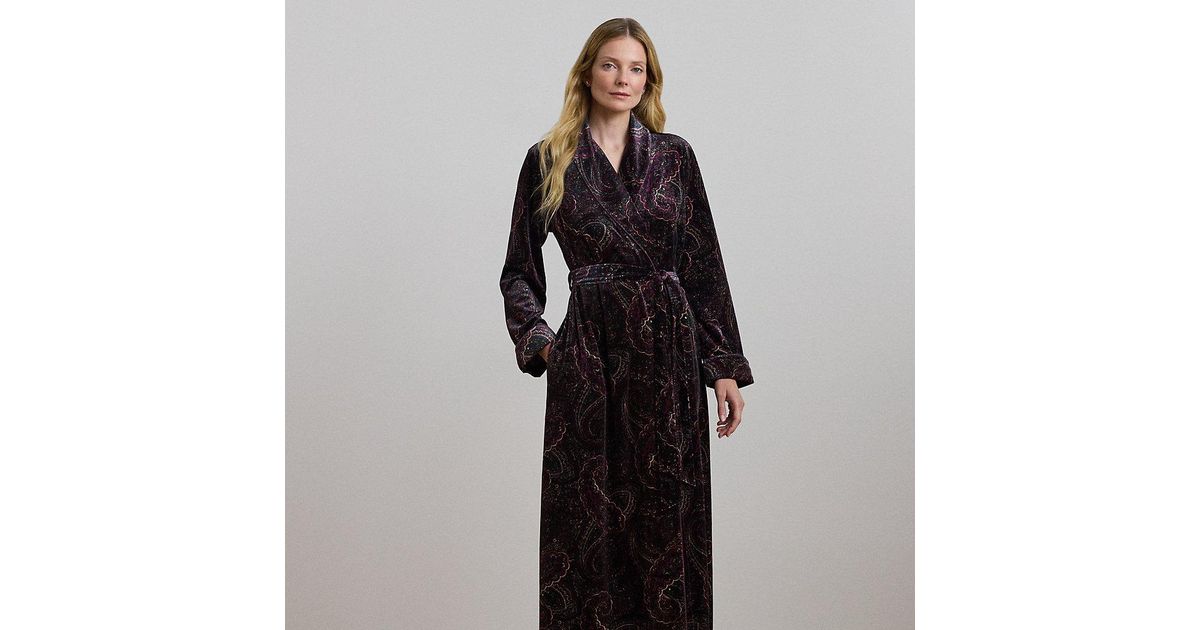 Ralph Lauren Ralph Lauren Paisley Velvet Long Shawl-collar Robe in ...