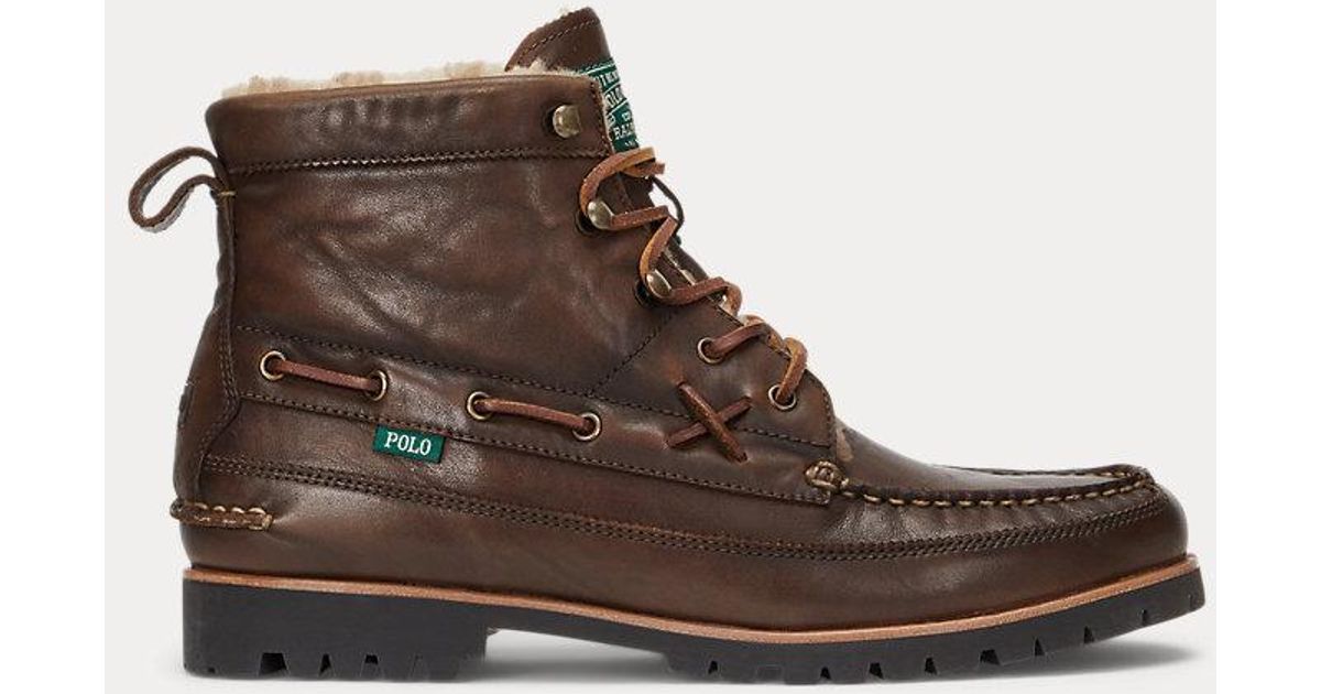 Ralph Lauren Ranger Mid Shearling-lined Leather Boot in Brown for Men ...