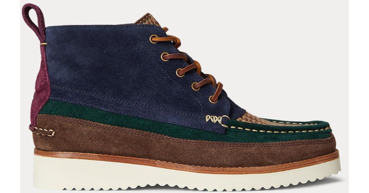 Ralph Lauren Ranger Suede & Wool Tweed Workboot in Blue for Men | Lyst