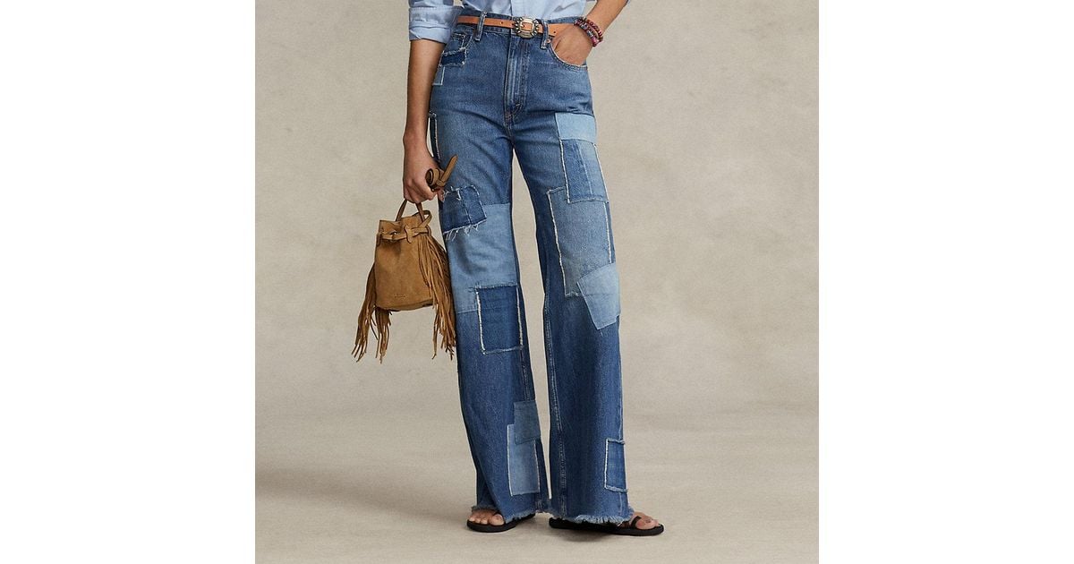 Polo Ralph Lauren Denim Patchwork Flare Jean in Blue | Lyst